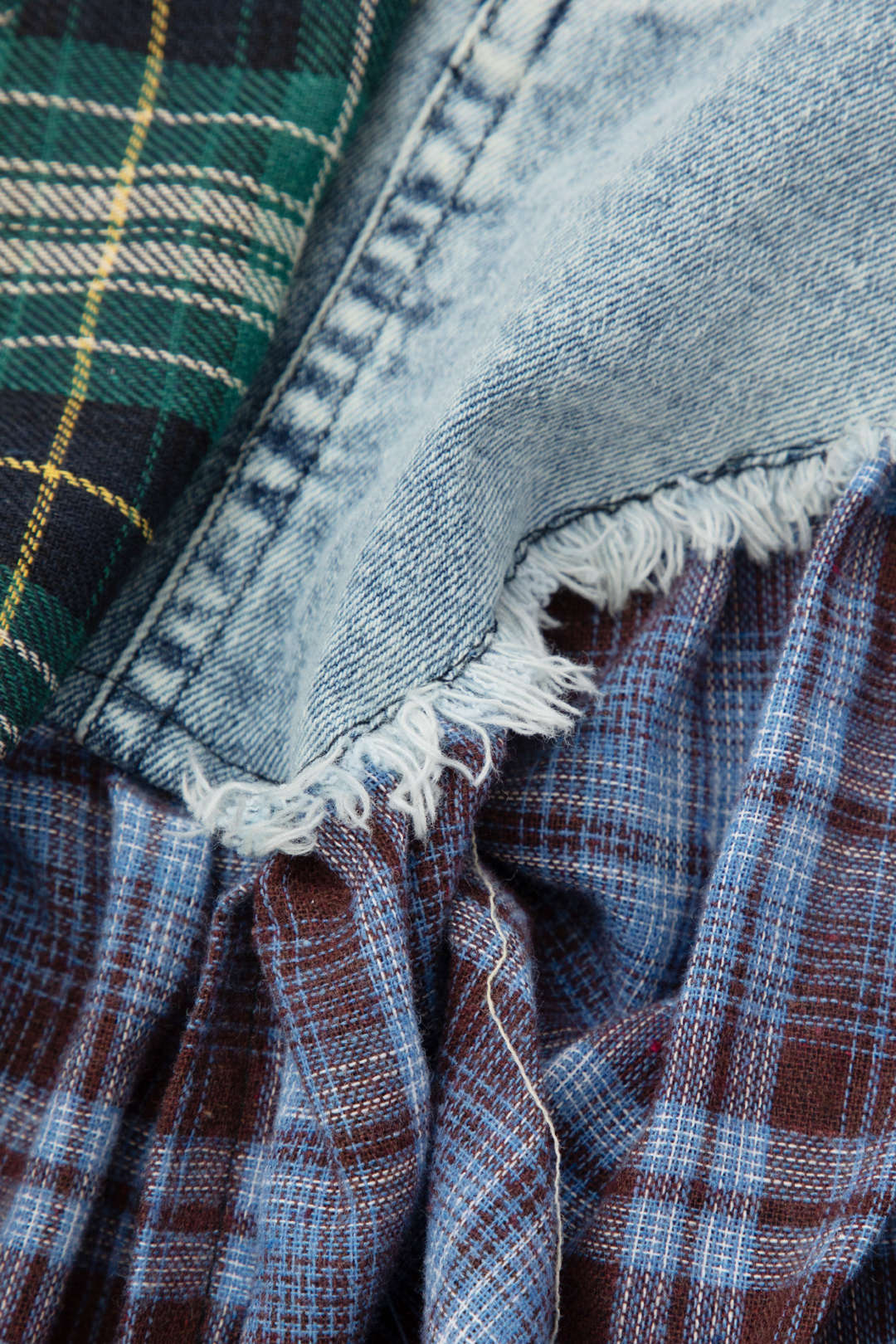 Vintage Asymmetric Check Patchwork Denim Mini Skirt – Razys.com