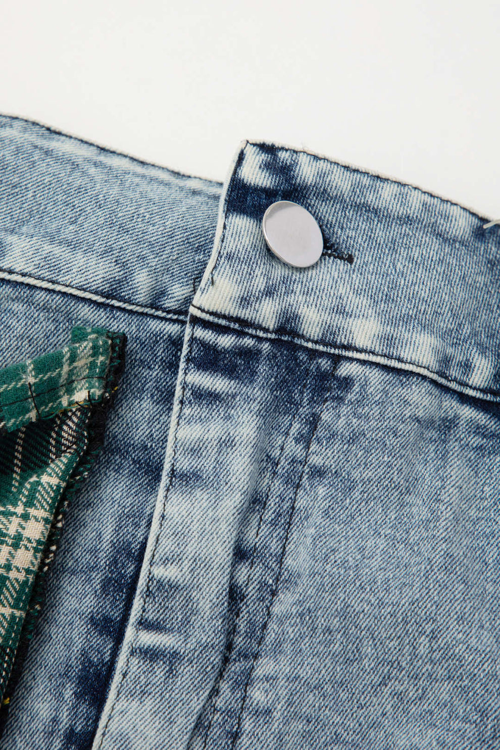 Vintage Asymmetric Check Patchwork Denim Mini Skirt – Razys.com