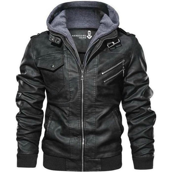 Men's Locomotive Hooded Leather Jacket | Slim – Razys.com