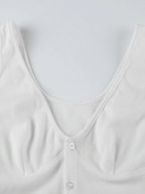 White Vintage V Neck Button Down Tank Top – Razys.com