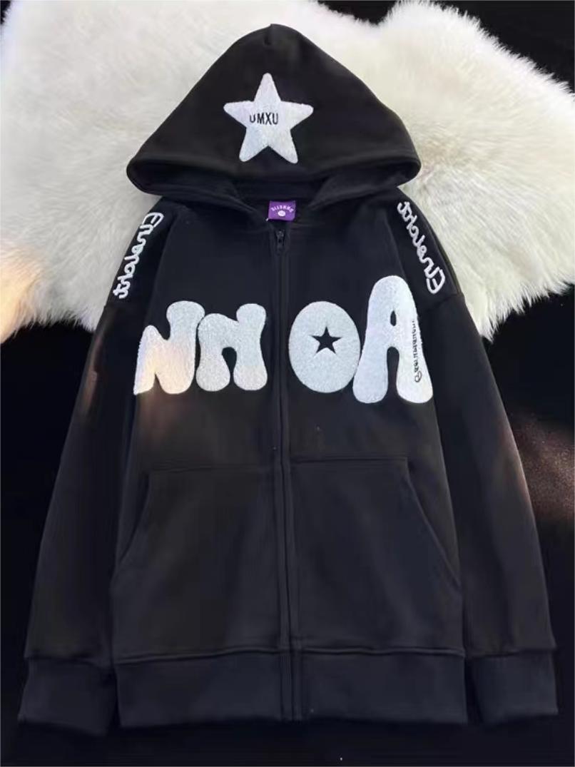 Y2K Oversize Hoodie with Letter Print – Razys.com